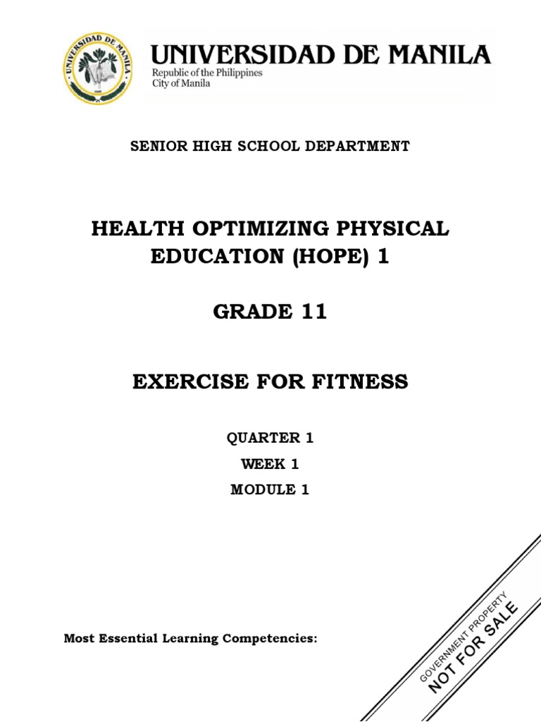 Health Optimizing Physical Education (Hope) 1 Grade 11 Exercise For ...