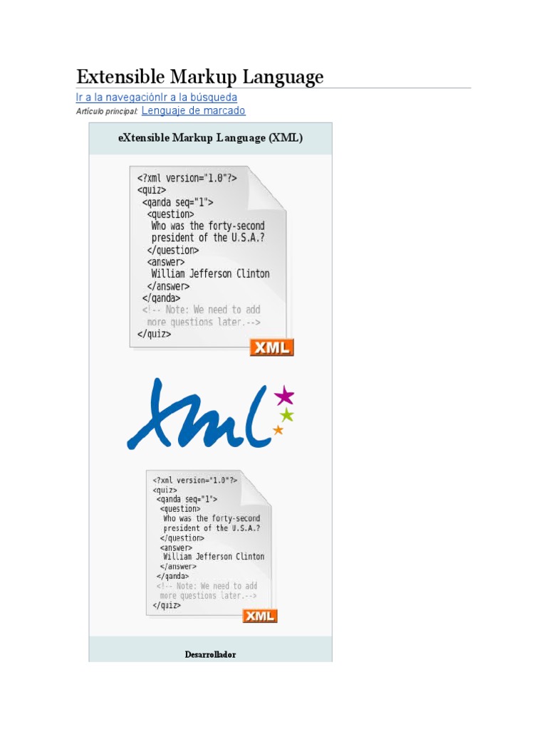 Extensible Markup Language | PDF | Xml | Lenguaje de marcado