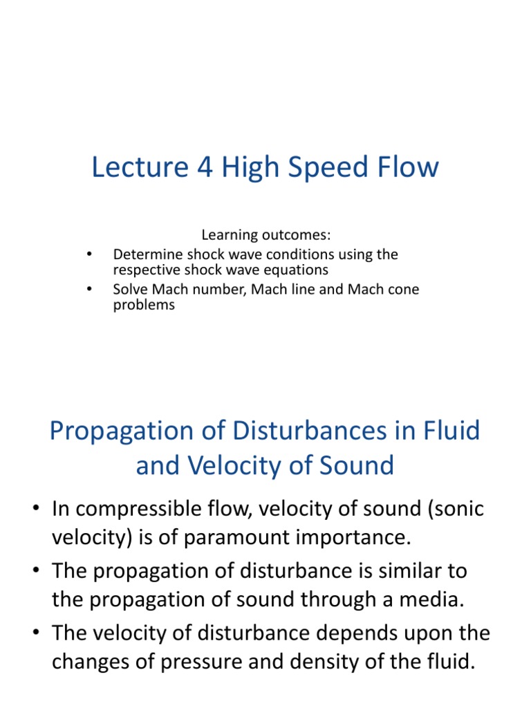 L4 High Speed Flow | PDF | Mach Number | Compressible Flow