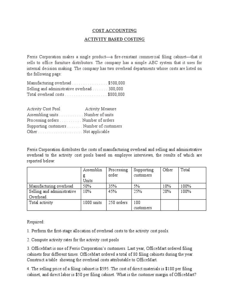 Worksheet - Activity Based | PDF