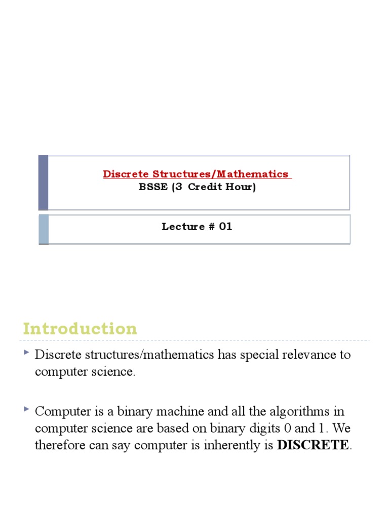 Discrete Structures/Mathematics: Bsse (3 Credit Hour) | PDF | Discrete ...