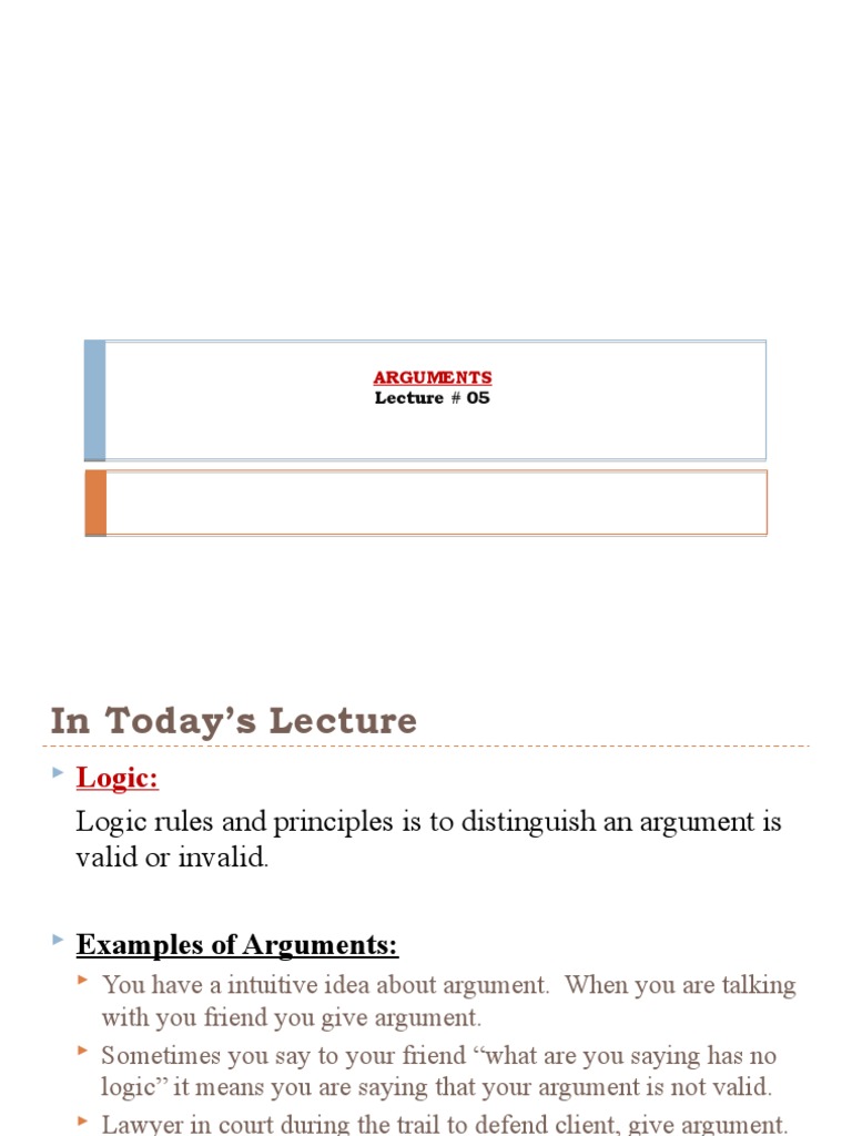 Lecture 05 | PDF | Argument | Deductive Reasoning