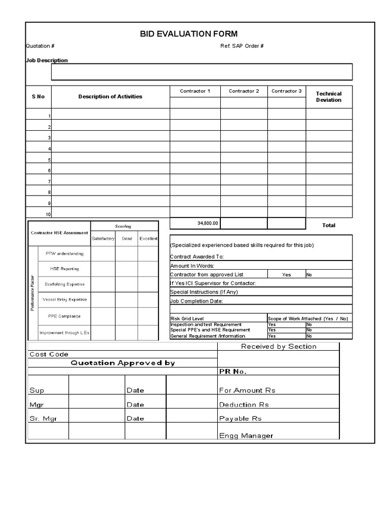 Contractor Evaluation Form (Revised) | PDF | Risk | Risk Management
