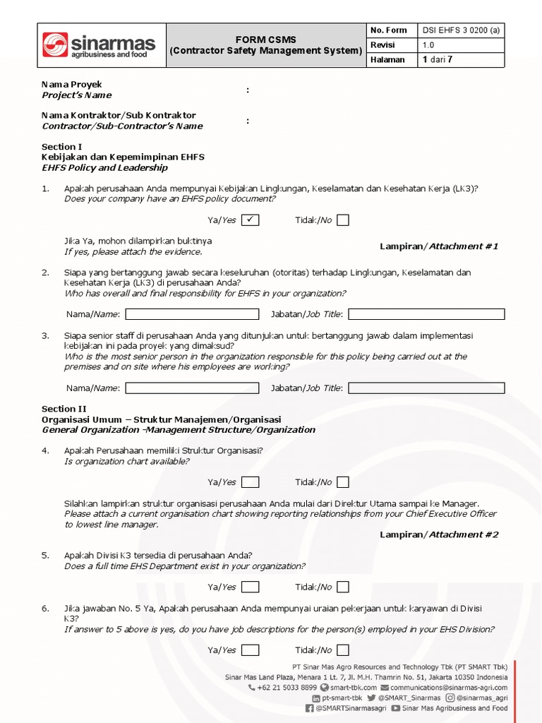 CSMS Form | PDF