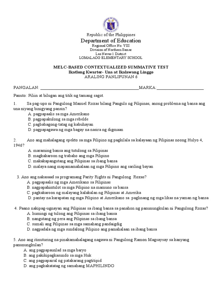 3rd Quarter Summative AP | PDF