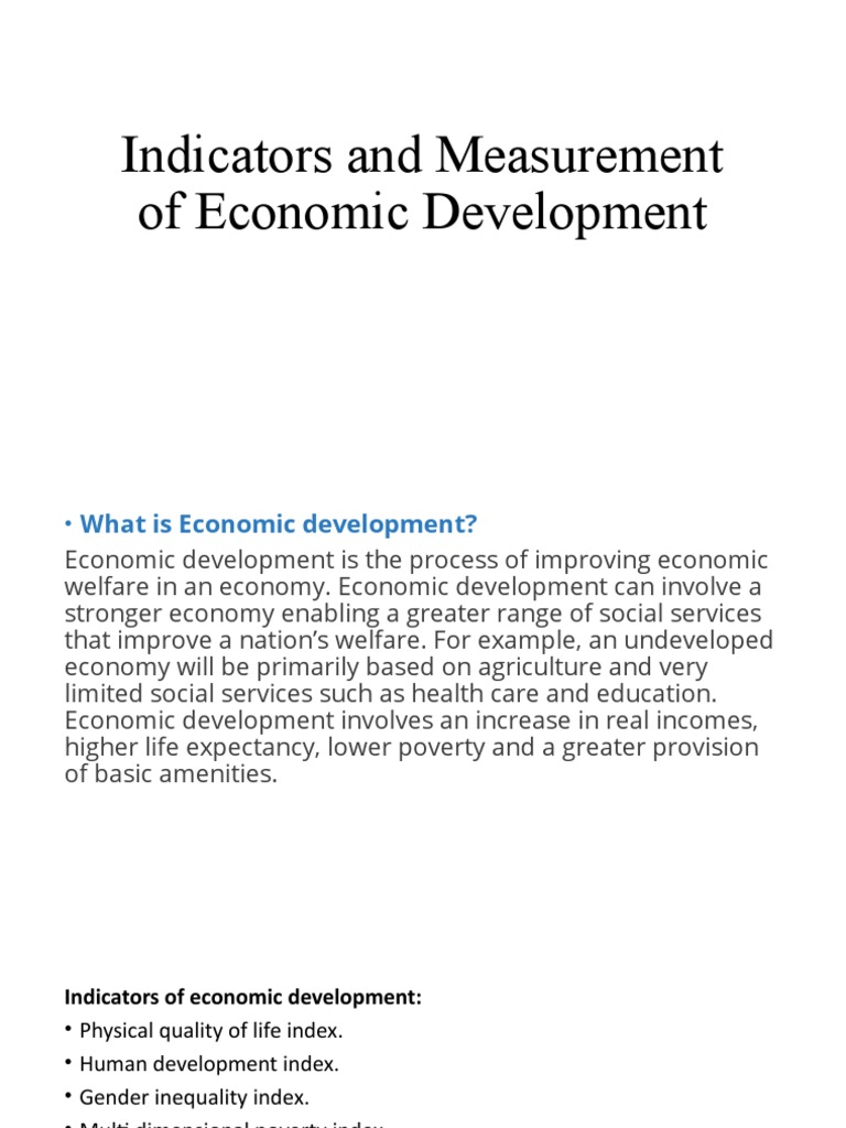 Key Indicators of Economic Development | PDF | Quality Of Life | Gross ...