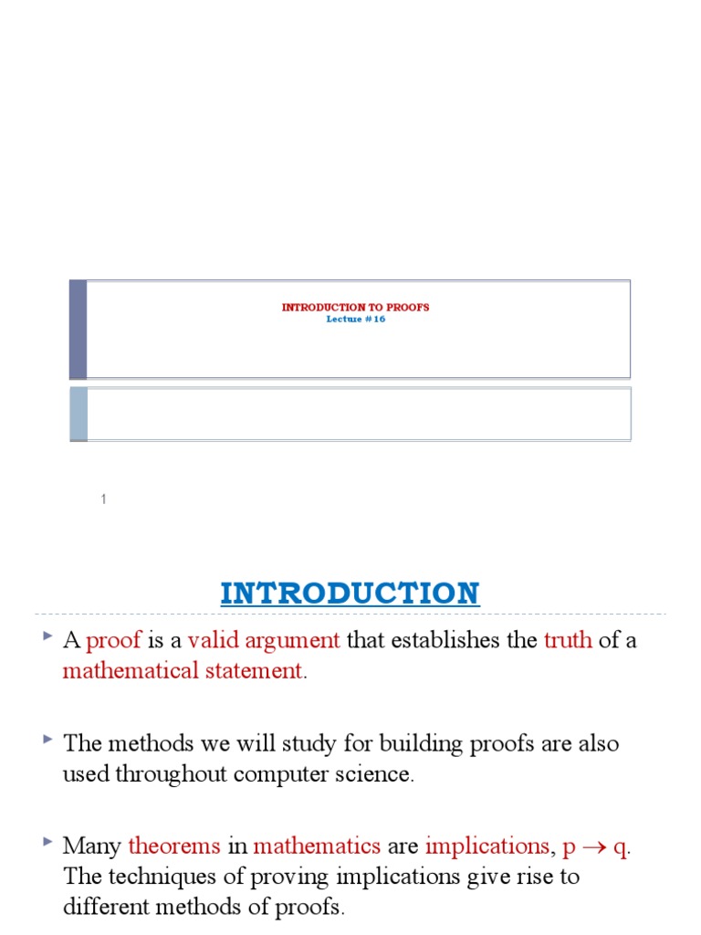 Introduction to Proofs Lecture | PDF | Mathematical Proof | Theorem