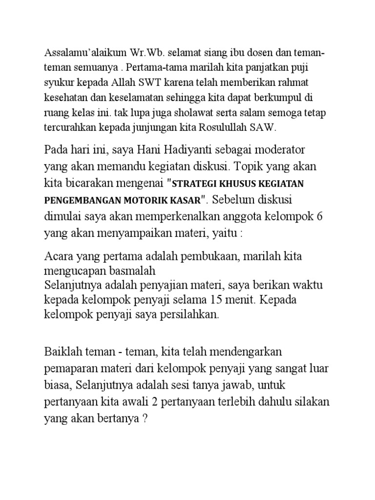 Contoh Teks Moderator | PDF