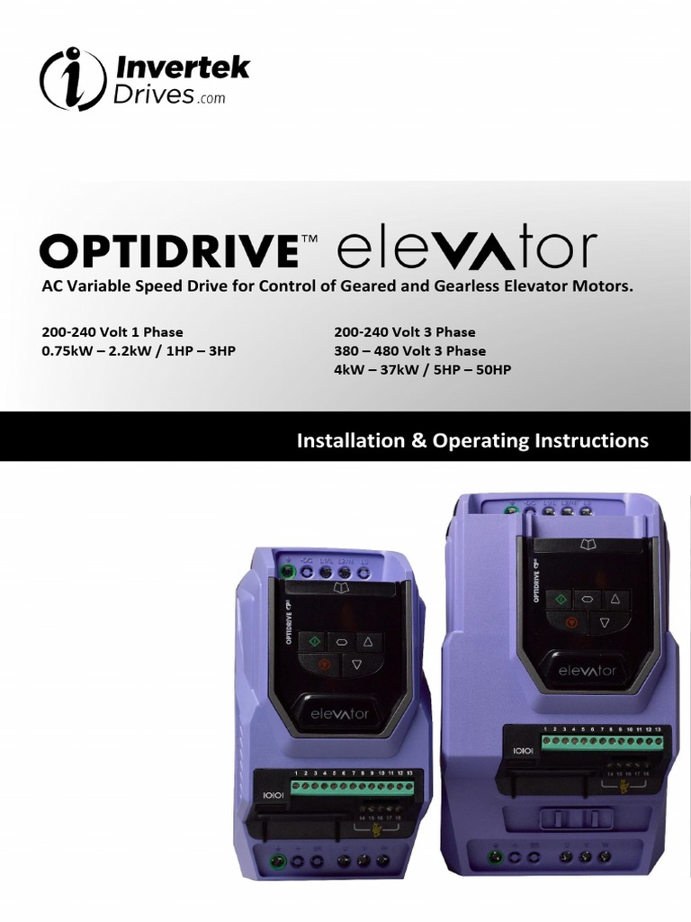 Optidrive P2 Elevator User Guide V2.30C | PDF | Electromagnetic ...