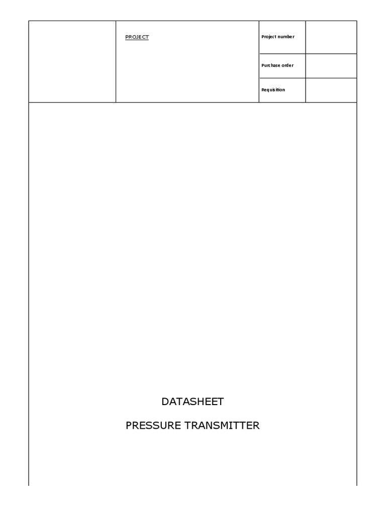 Specification Sheet For Pressure Transmitter | PDF | Equipment ...