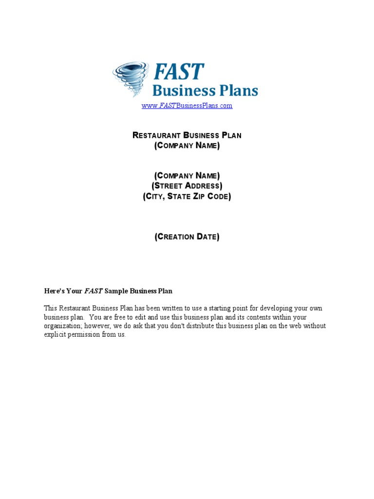 Restaurant Business Plan Template | PDF | Restaurants | Menu