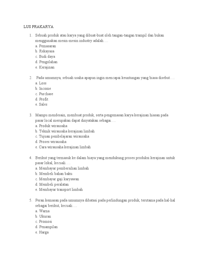 Lus Prakarya Xii | PDF