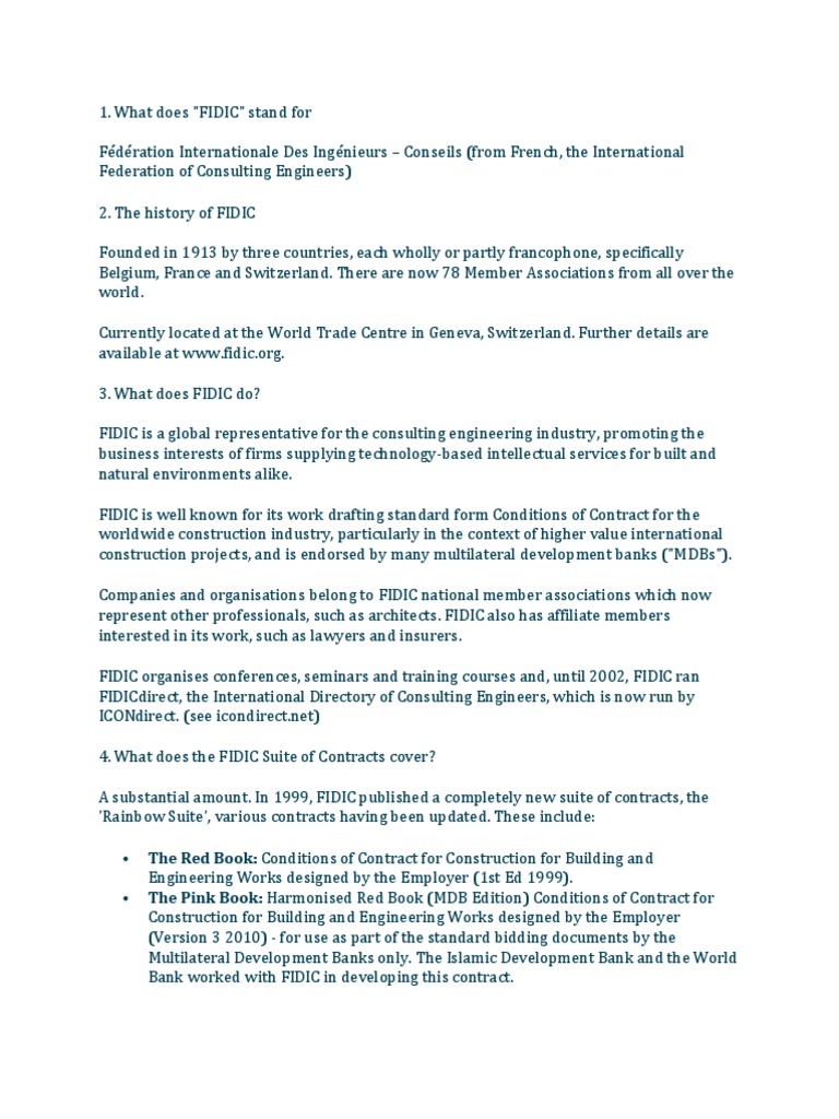 10 Things To Know About Fidic | PDF | Breach Of Contract | Damages