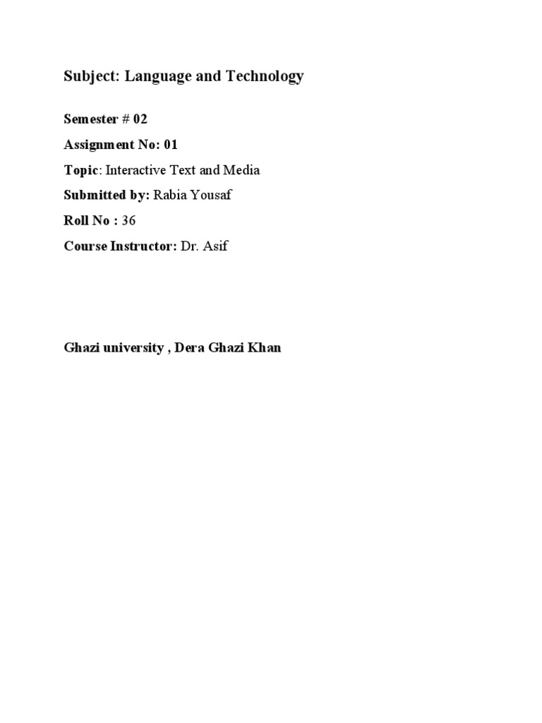 Introduction To Interactive Text | PDF | Interactive Media ...