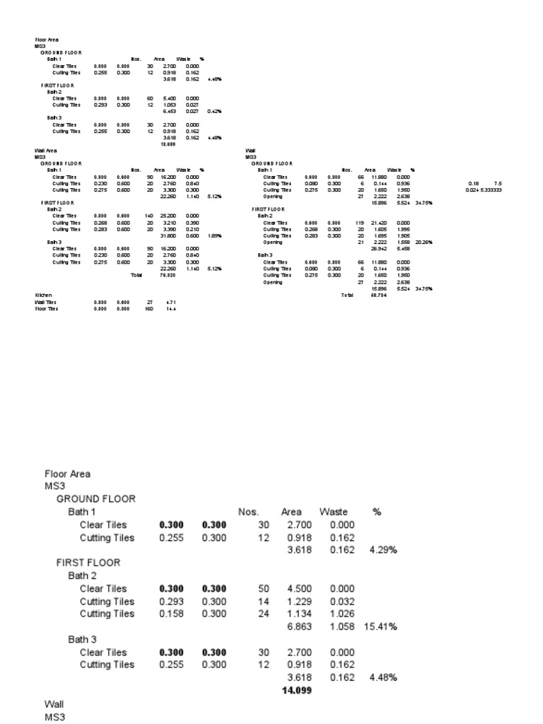Tiles Calculations | PDF | Tile | Buildings And Structures