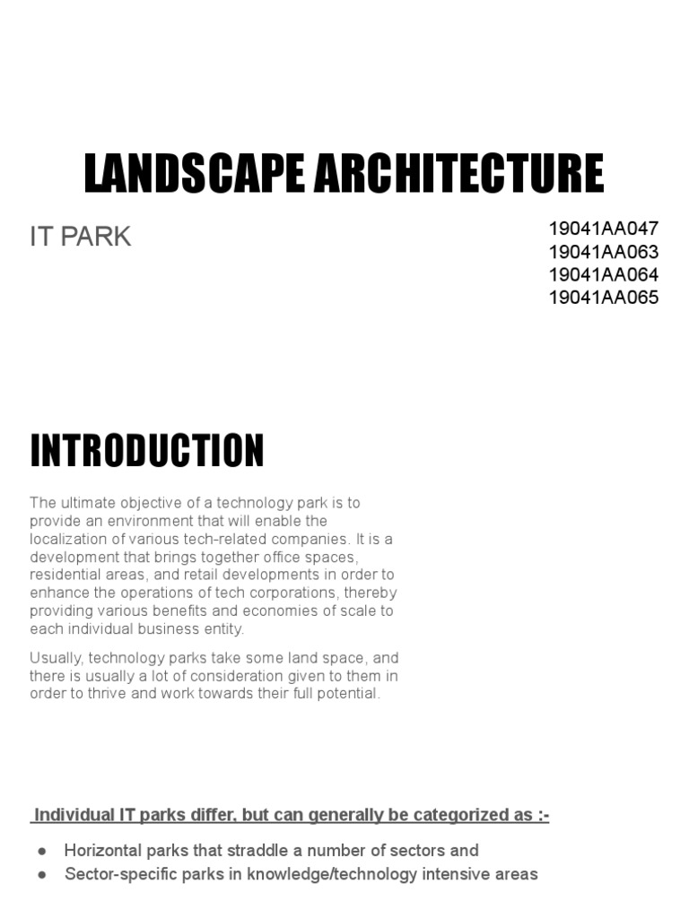 Landscape Architecture: It Park | PDF | Parks | Science