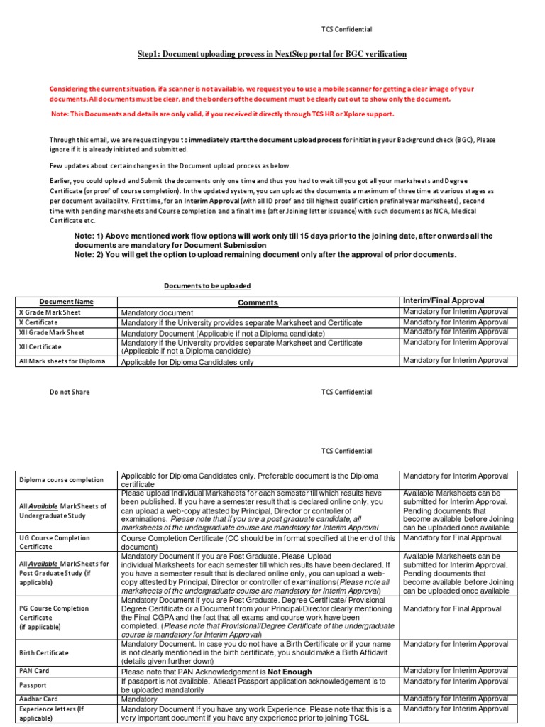 Step1 Document Uploading Process in NextStep Portal For BGC Verification | PDF | Notary Public ...