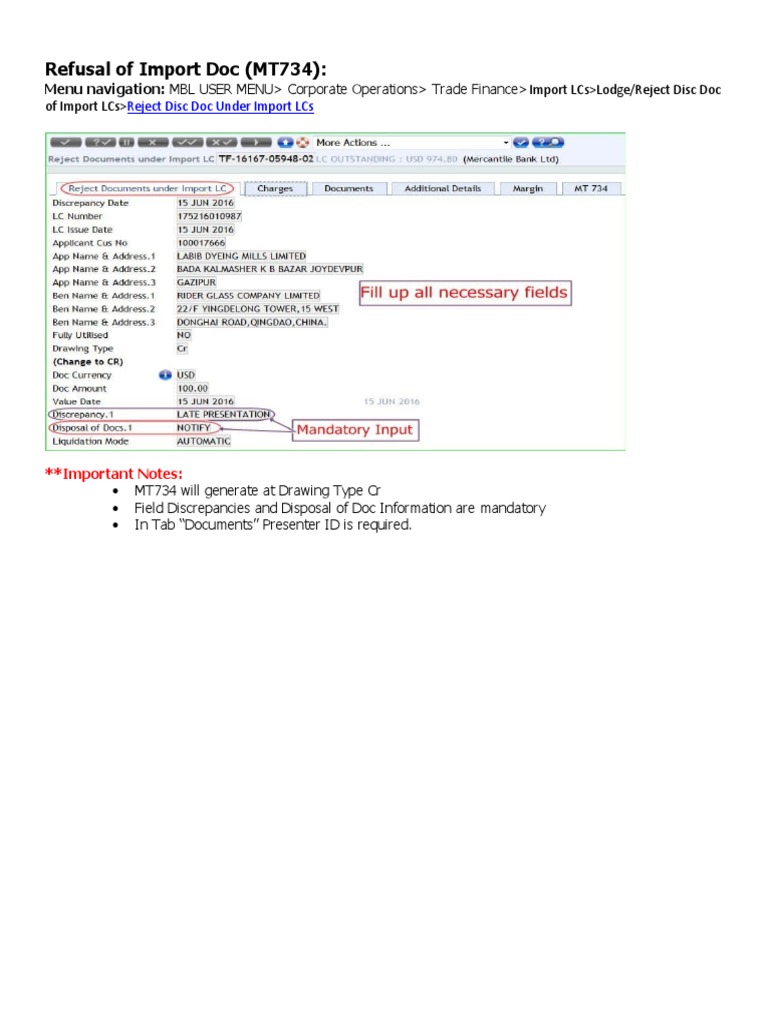 MT734 Refusal Process for Imports | PDF