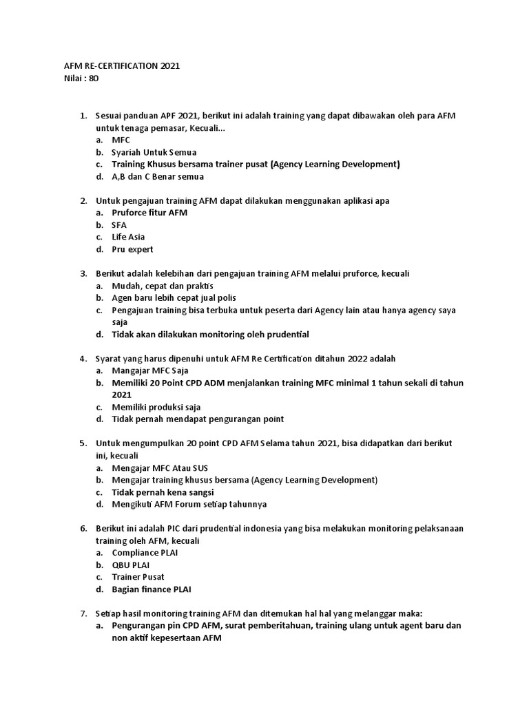 Panduan Re-Certification AFM 2021 | PDF