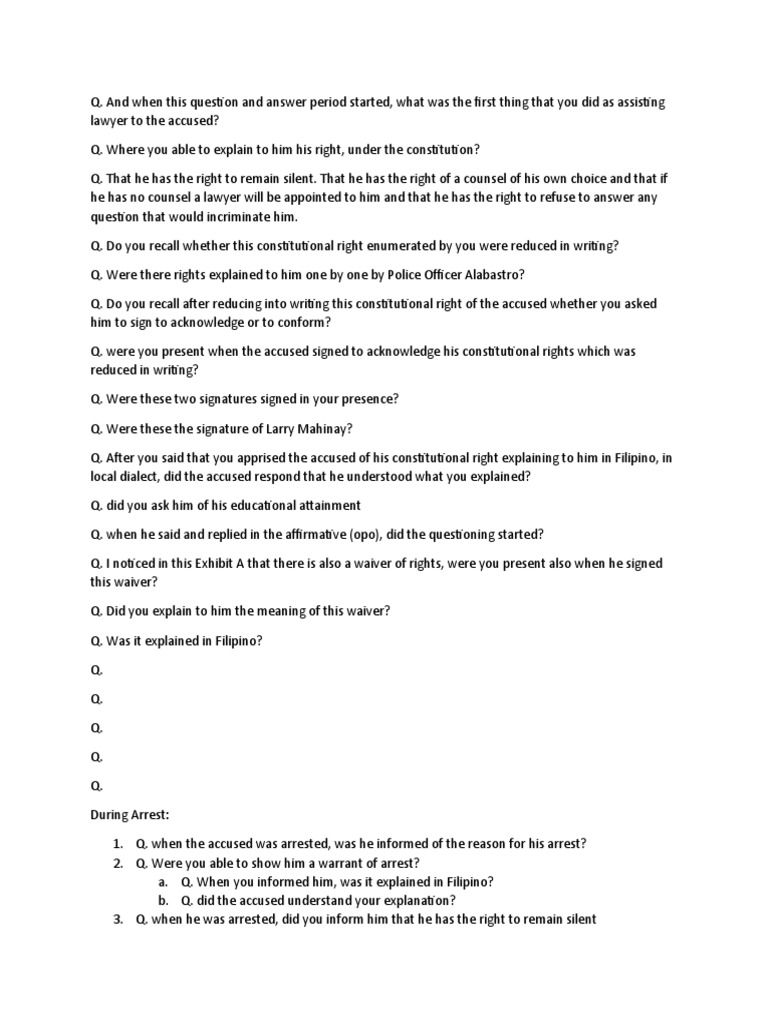 Questions For Cross Examination | PDF | Law Enforcement | Crime & Violence