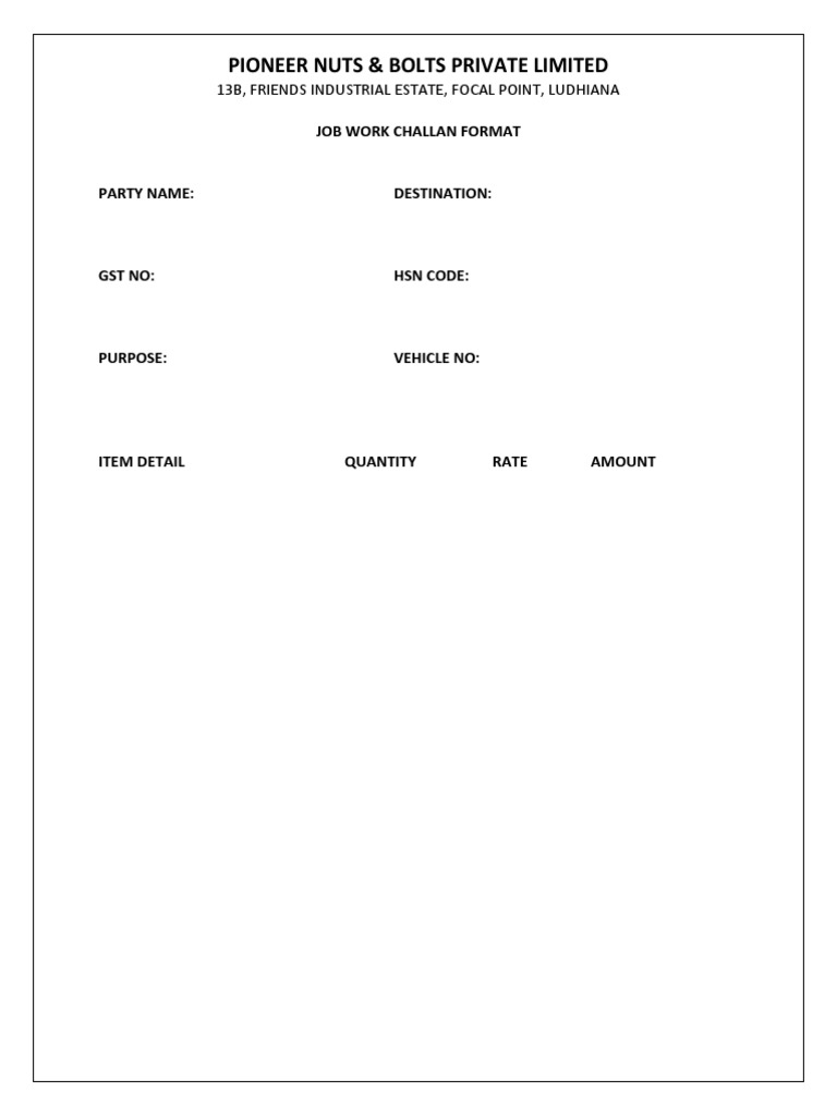 Job Work Challan | PDF