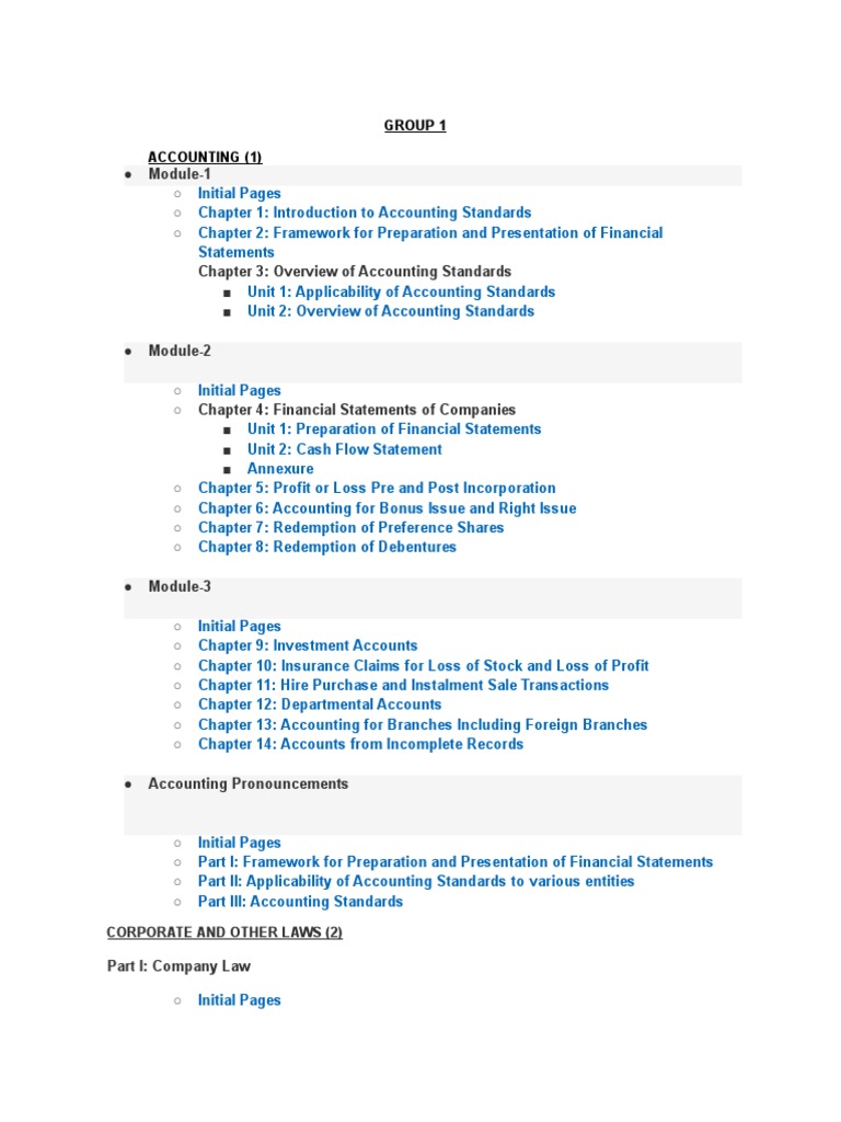 Module-1 Chapter 3: Overview of Accounting Standards Module-2 Chapter 4: Financial Statements of ...