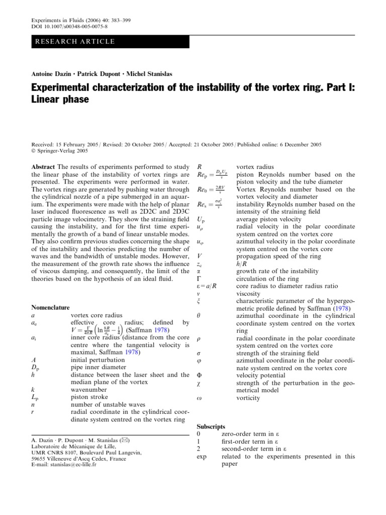 Dazin 2005 - Experimental Characterization of The Instability of The ...