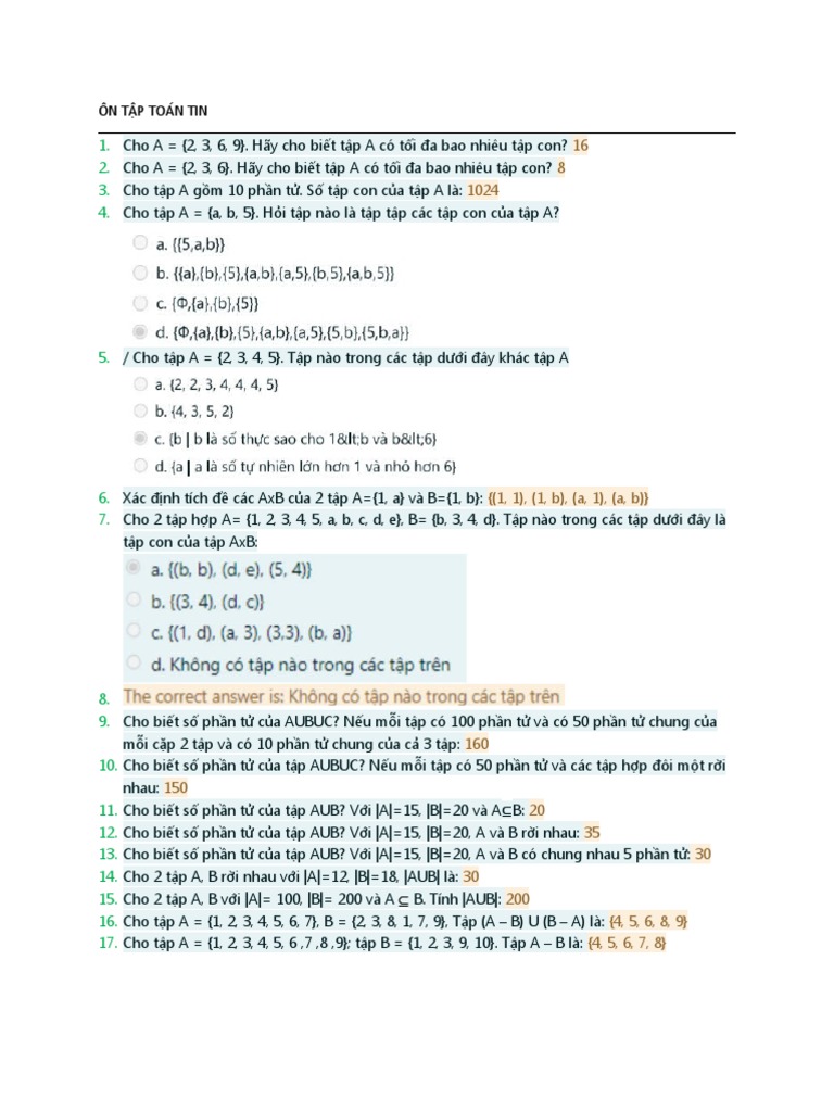 ÔN TẬP TOÁN TIN | PDF