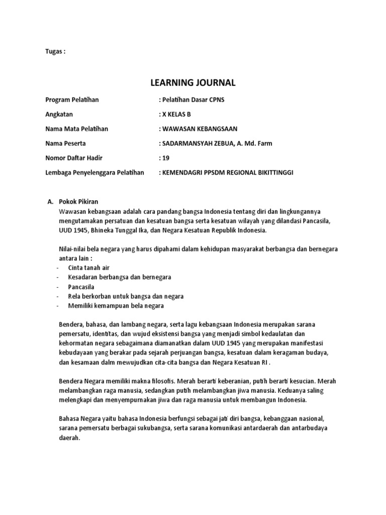 Learning Journal Latsar-1 | PDF