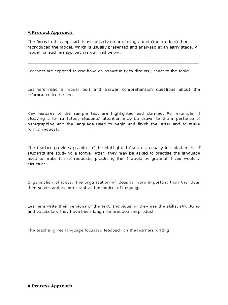 Product Vs Process in Writing | PDF | Reading Comprehension | Education ...