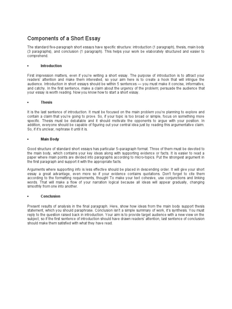 Components of A Short Essay | PDF | Essays | Human Communication