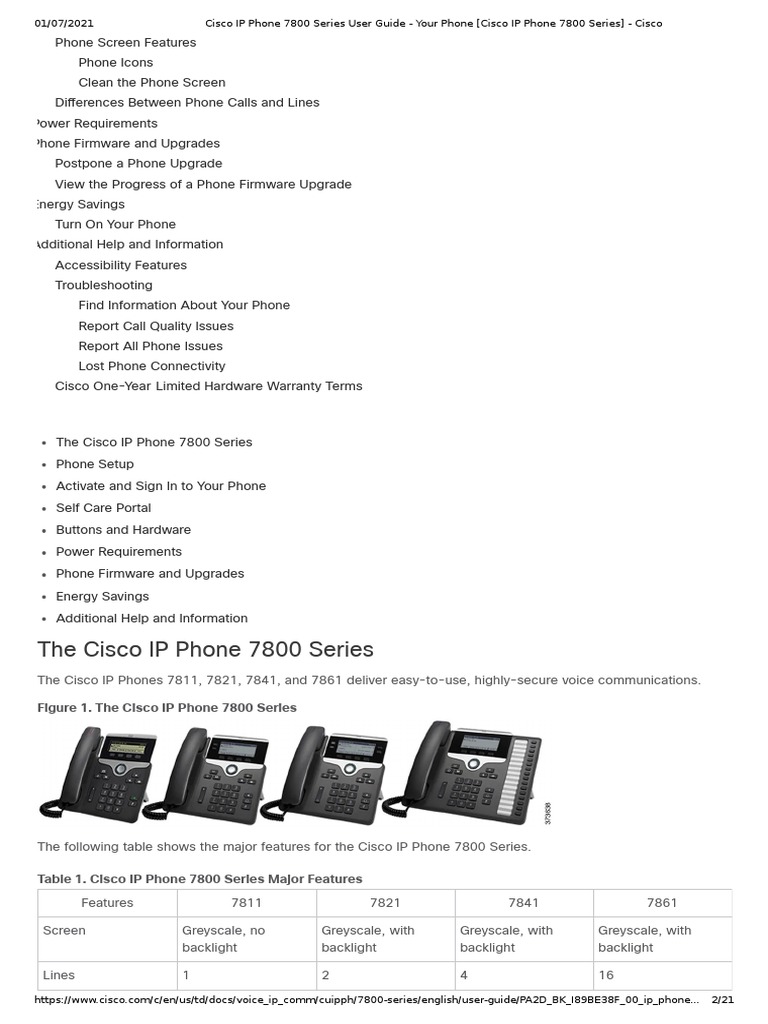 Figure 1. The Cisco IP Phone 7800 Series | PDF