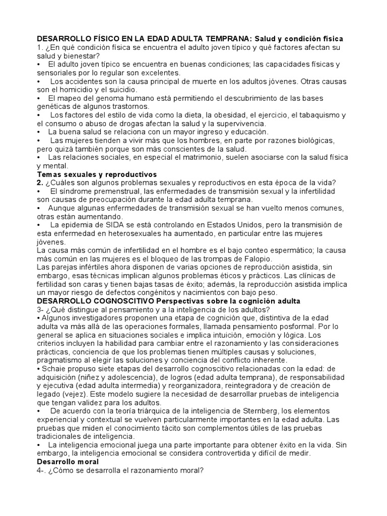 Desarrollo en La Edad Adulta Temprana | PDF | Adultos | Vejez