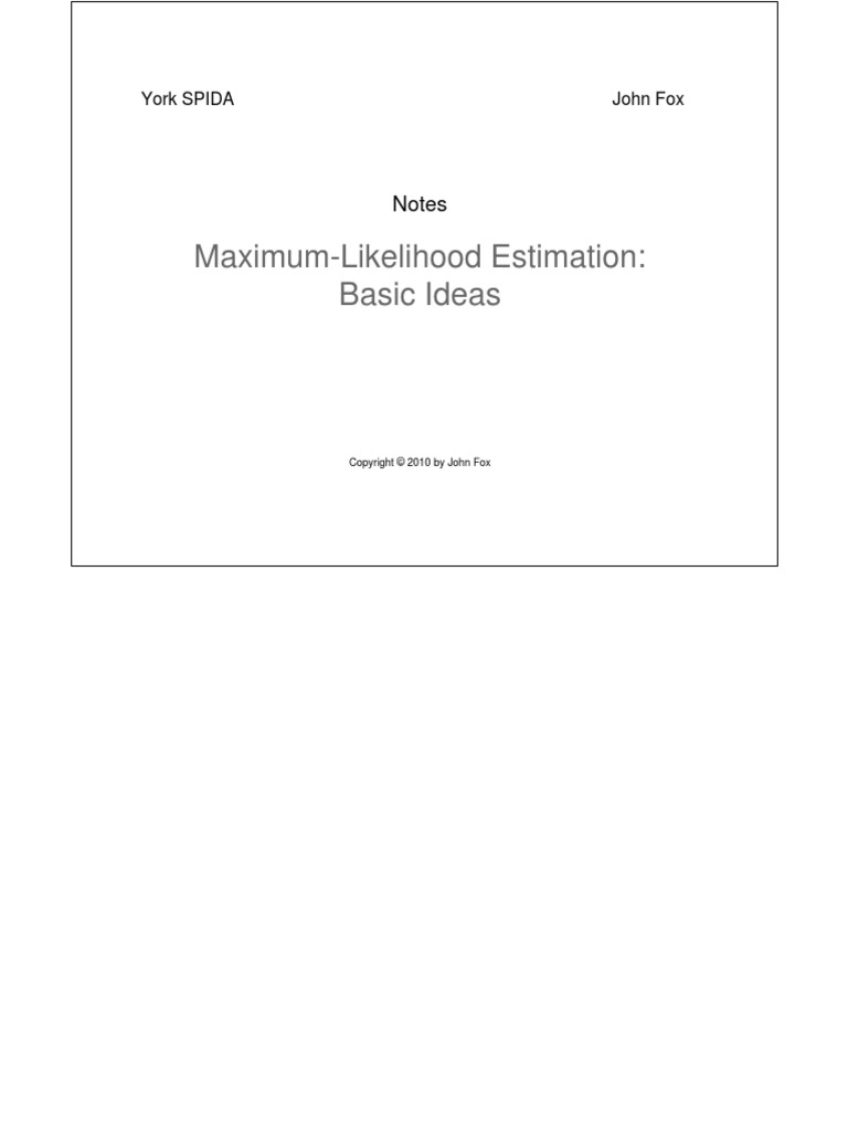 Mle Mini Lecture Notes | PDF