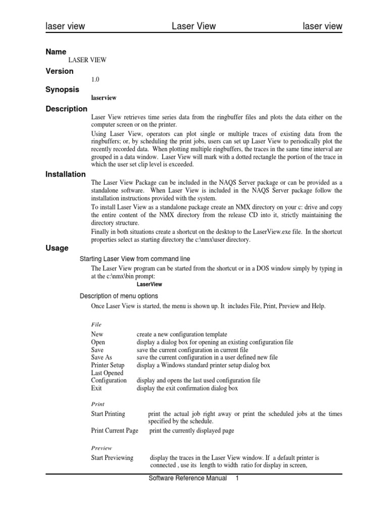 Laser View Laser View Laser View: Name Synopsis Description | PDF | Command Line Interface ...