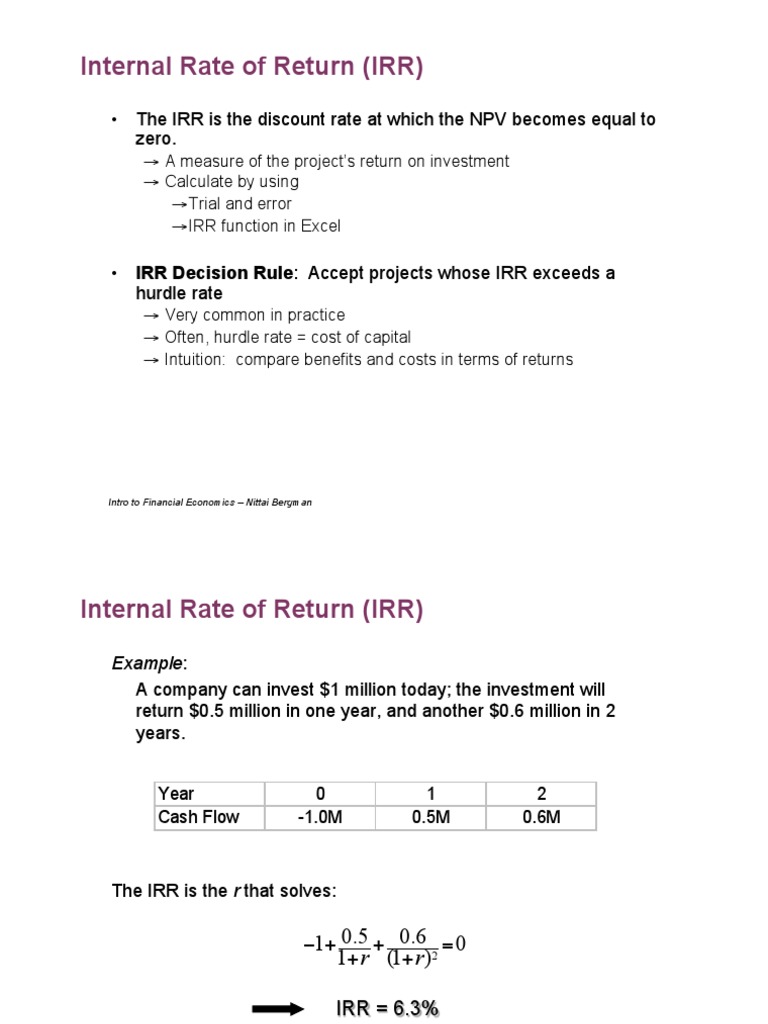 IRR and Payback | PDF | Internal Rate Of Return | Net Present Value