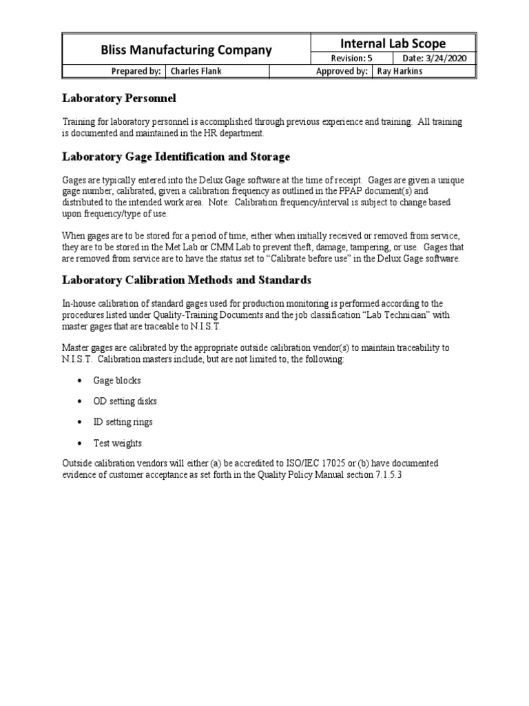 Lab Scope Example, 042020 | PDF | Calibration | Metrology