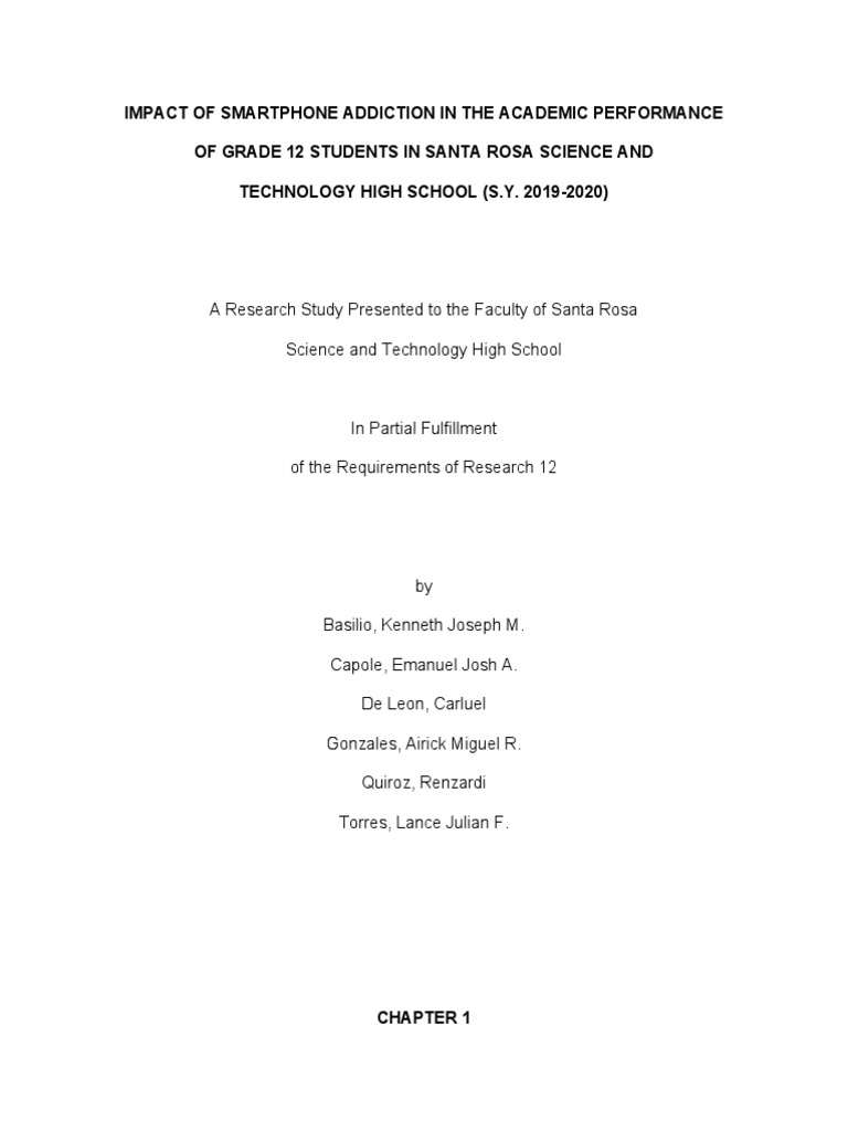 Impact of Smartphone Addiction in The Academic Performance of Grade 12 ...