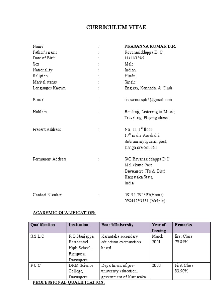 Pediatric Nursing CV - Prasanna Kumar | PDF | Nursing | Competence (Human Resources)