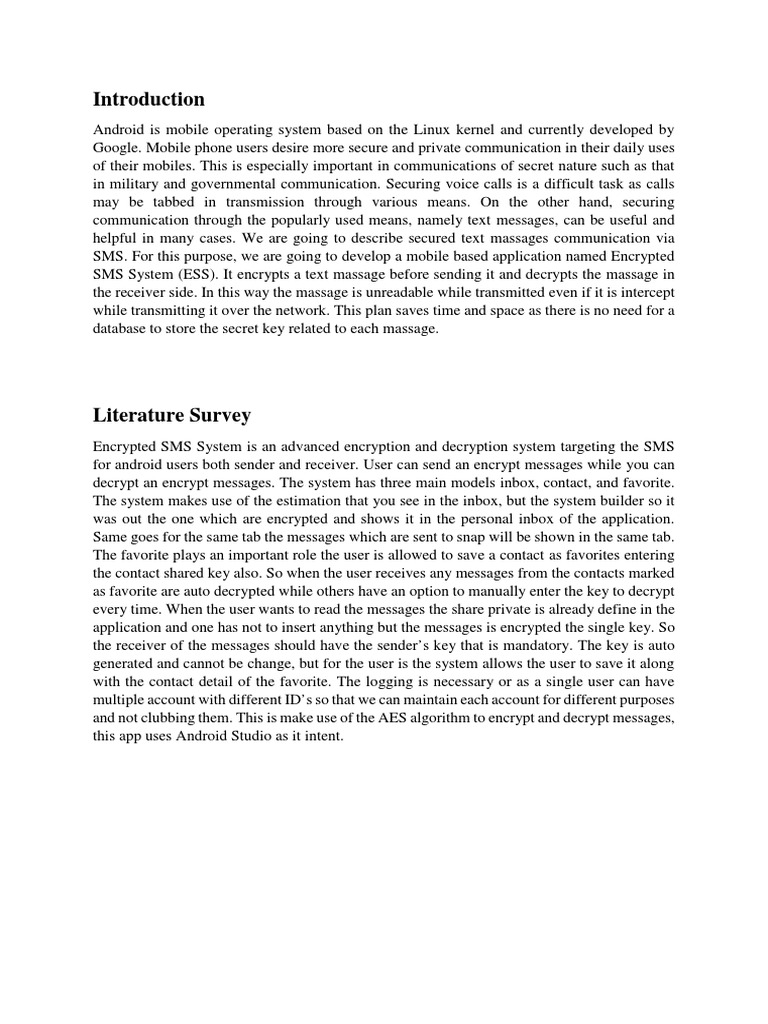 Android Based Encrypted SMS System | PDF | Key (Cryptography) | Encryption