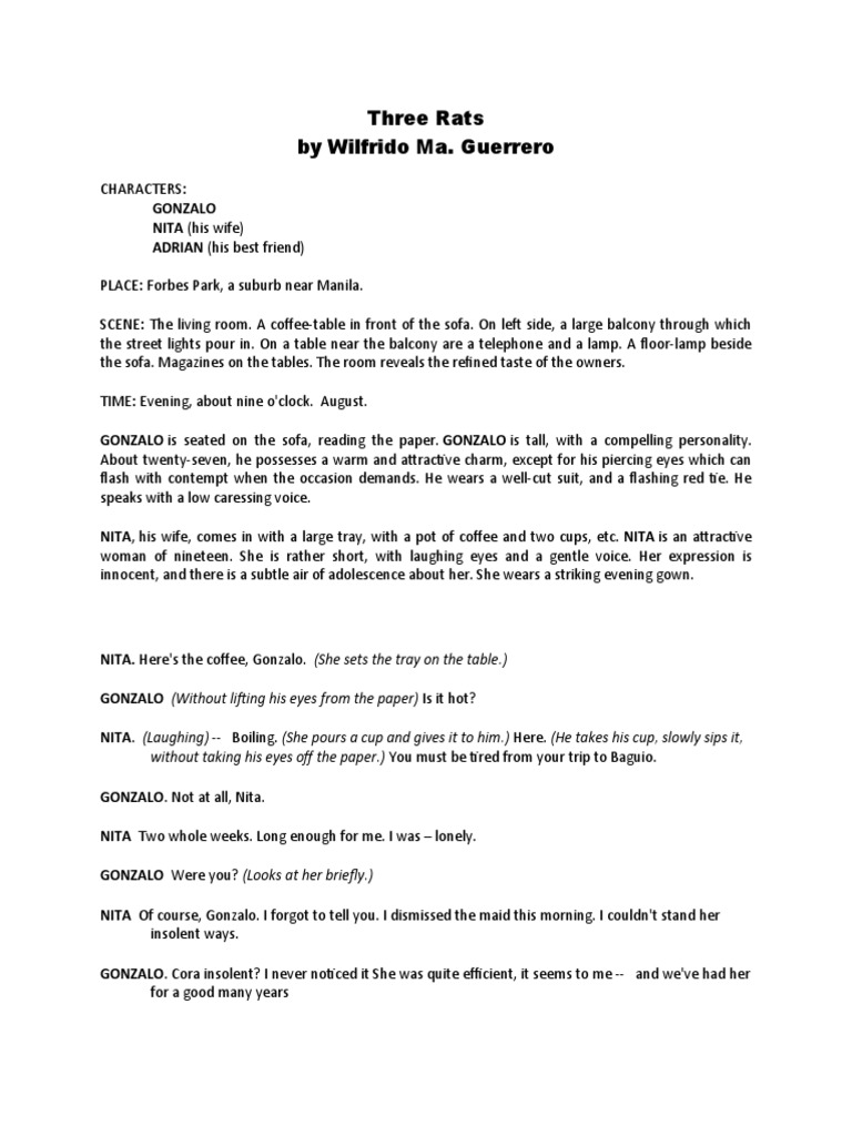 Three Rats by Wilfrido Ma. Guerrero: Without Taking His Eyes Off The Paper.) You Must Be Tired ...