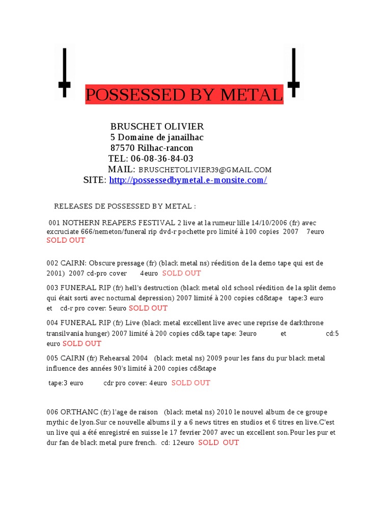 Possessed by Meta1 | PDF | Hard rock | Musique heavy metal