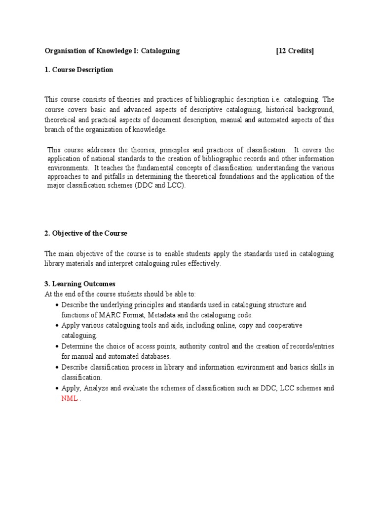 Organisation of Knowledge2 | PDF | Cataloging | Library Science
