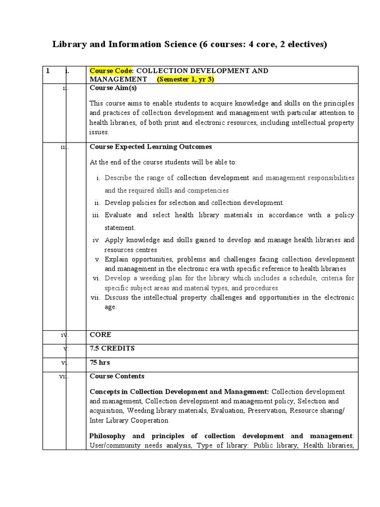 Library and Information Science Courses | PDF | Cataloging | Metadata