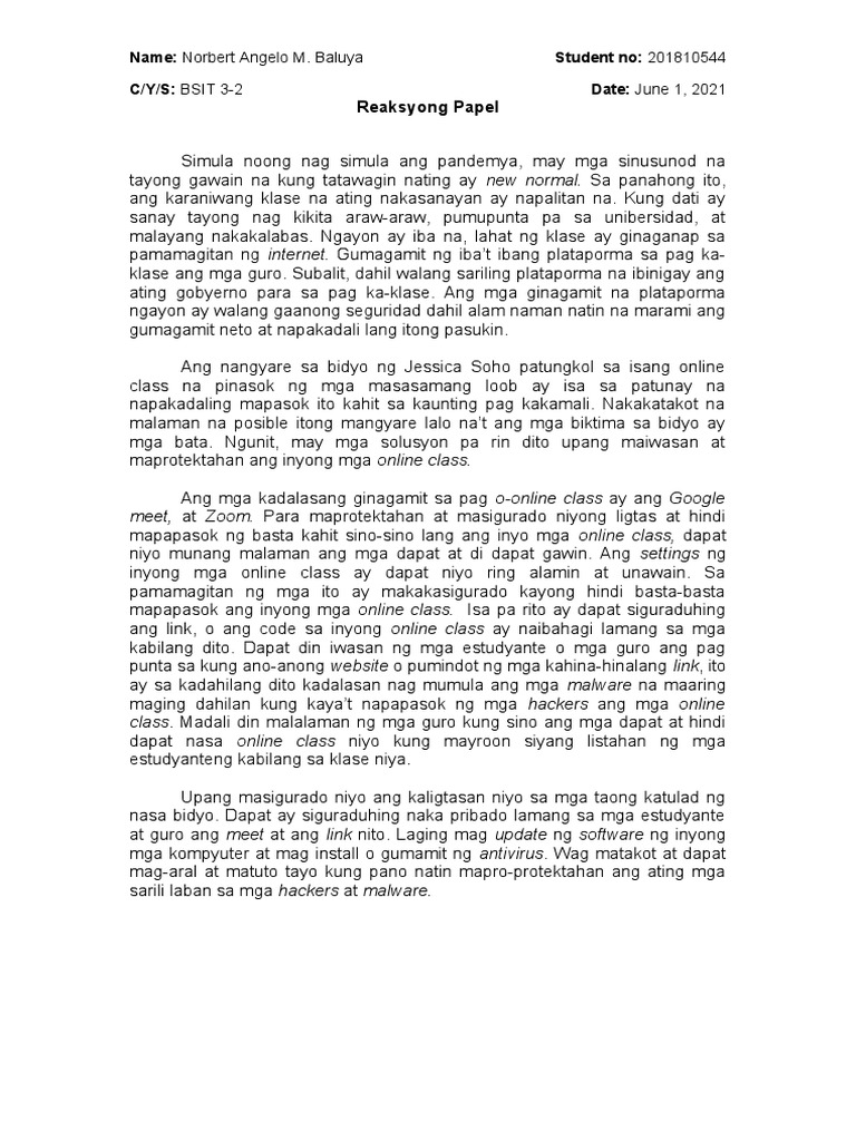 Reaksyong Papel | PDF