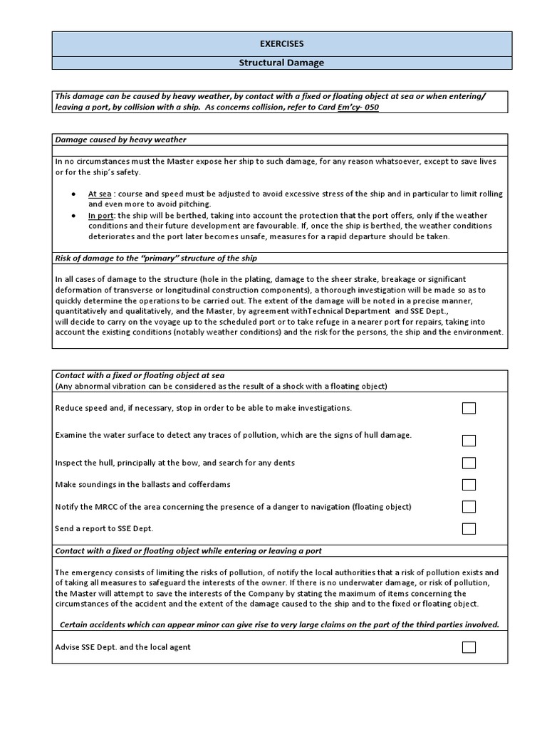 Heavy Weather Structural Damage Protocol | PDF | Ships | Watercraft