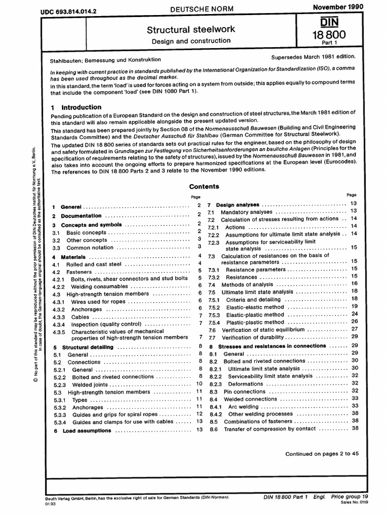 DIN 18800-1. Structural Steel Work | PDF