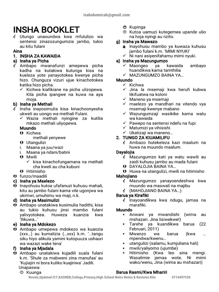 Kiswahili Insha Updated-1-1 | PDF