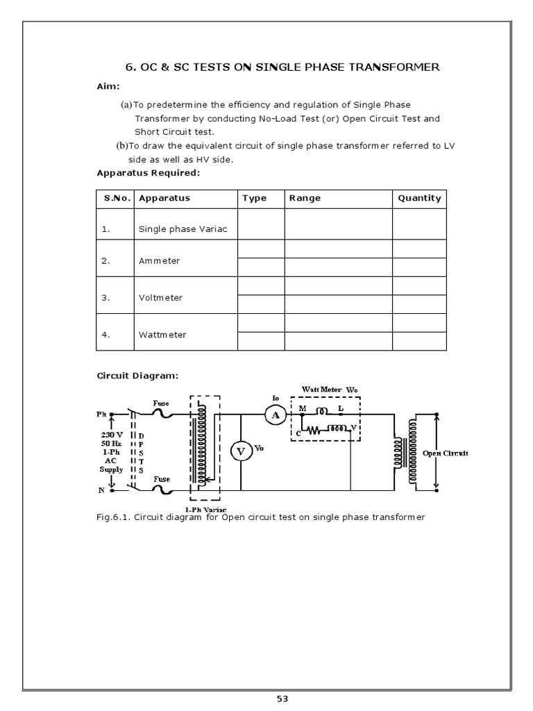 Determining the Efficiency and Regulation of a Single-Phase Transformer ...