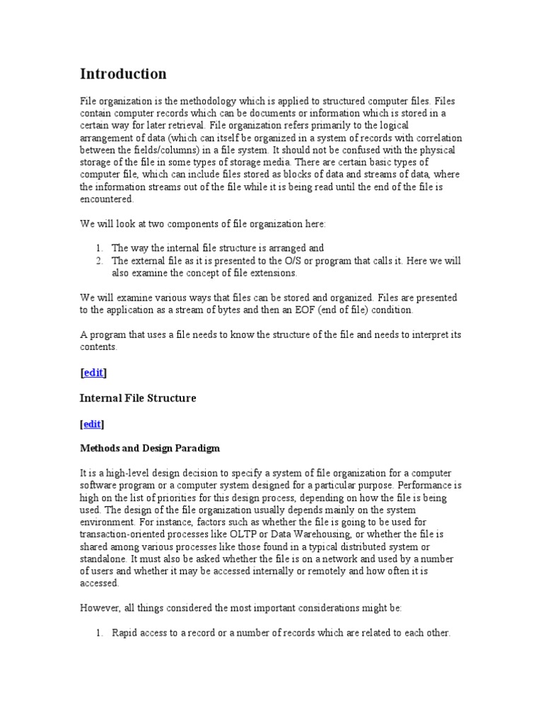 Internal File Structure: Methods and Design Paradigm | Download Free ...